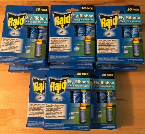 17pk RAID Fly Ribbon Flying Insect Glue Strip Bug Trap 170 Ribbons Fly ...