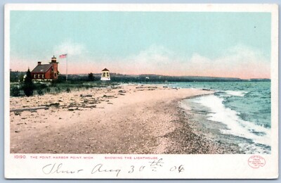 Postcard MI Point Michigan Point Harbor Showing The Lighthouse UDB B103 ...