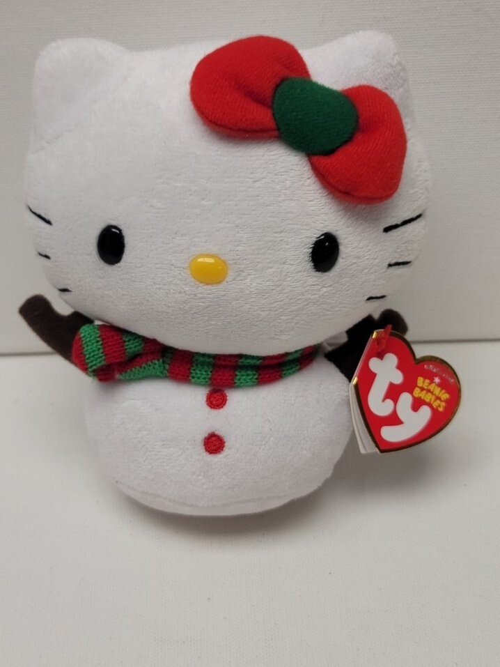 Ty Beanie Baby Hello Kitty Snowkitty Christmas Snowgirl Snowman 6" 15cm ...