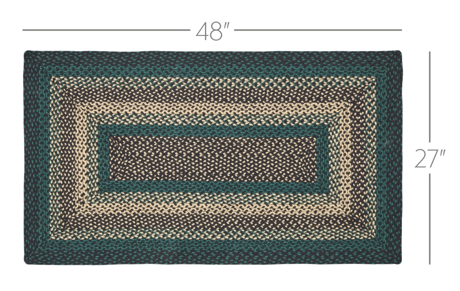 Eco-Friendly Rectangle Braided Rug Green Country Farmhouse Nonslip Pine ...