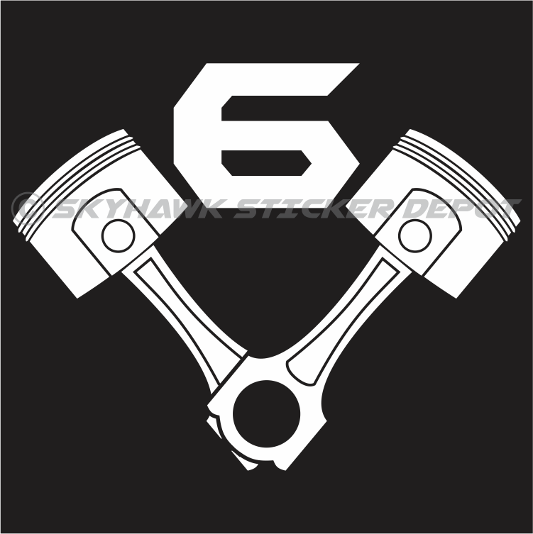 V6 Pistons Bumper Sticker Vinyl Decal Label Muscle Car Decal Fits Ford ...