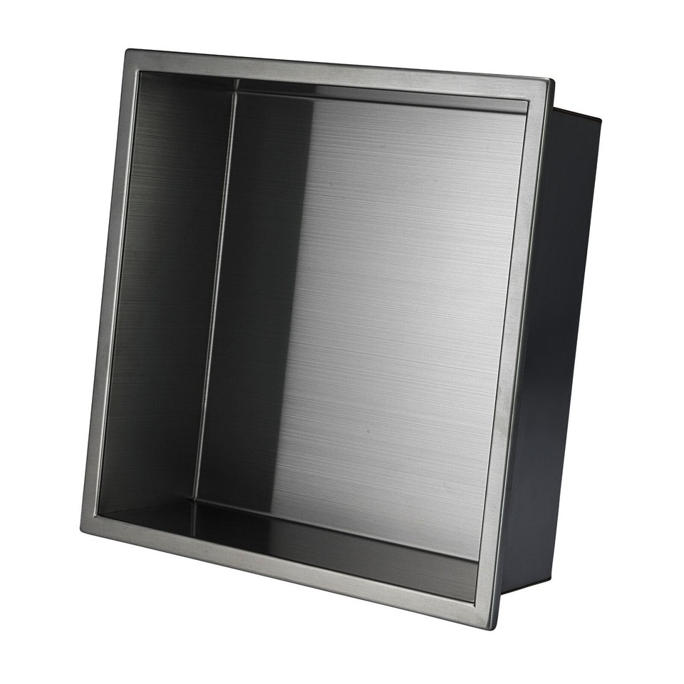 Recess Shower Niche Shelf Storage Gunmetal Black Stainless Steel ENKI ...