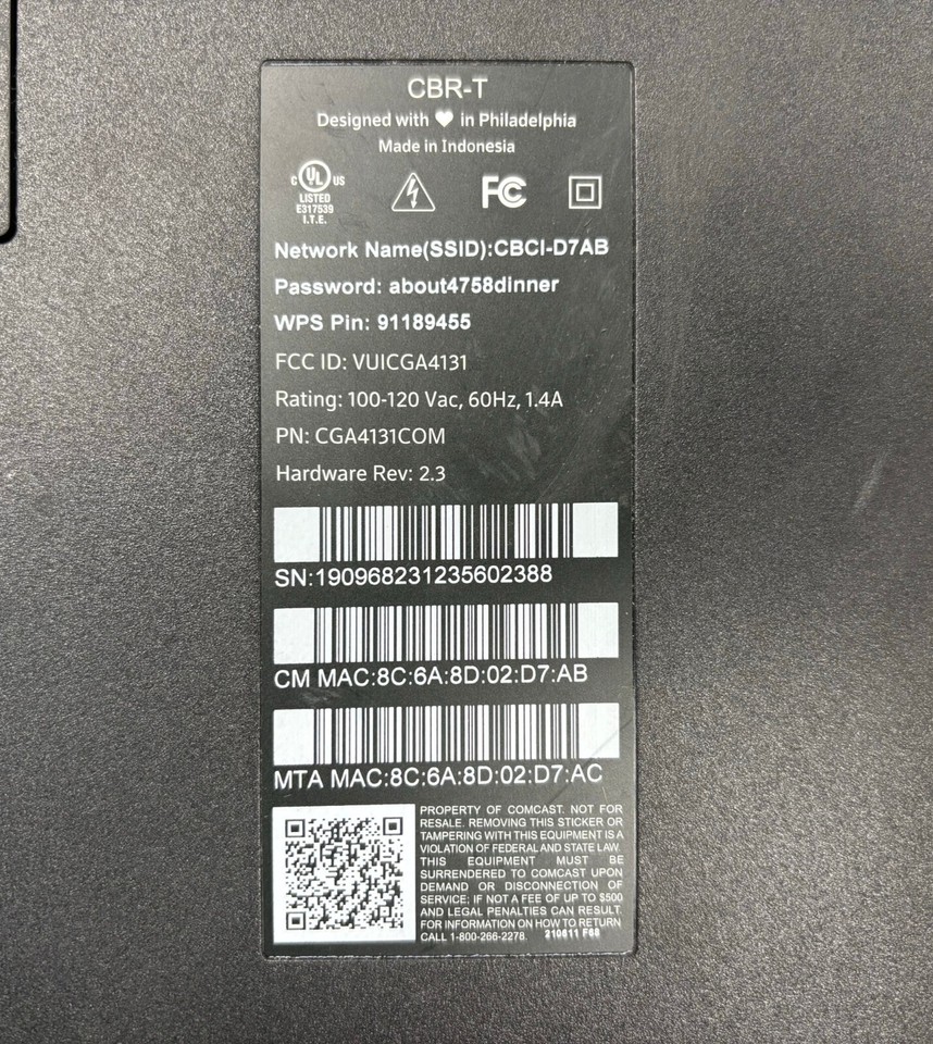 Comcast Business Modem/Wifi Router (CBR-T CGA4131COM) TESTED | eBay