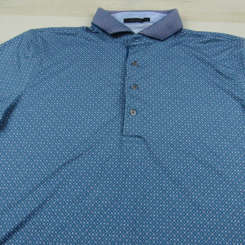 Greyson Polo Shirt Mens Large Blue Moon Phases Stretch Wolf Golf ...
