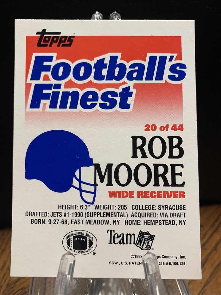 1992 Topps Football's Finest Limited Edition Rob Moore New York Jets ...