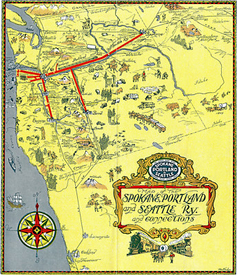 1917 Map Spokane, Portland and Seattle Ry. and Connections Railroad ...
