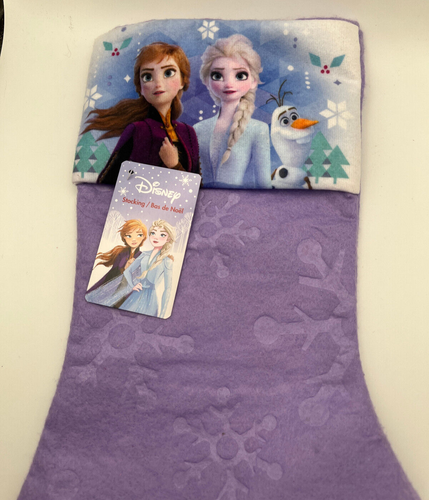 Disney Frozen Anna Elsa Olaf Christmas Stocking Hanging Holiday Purple ...