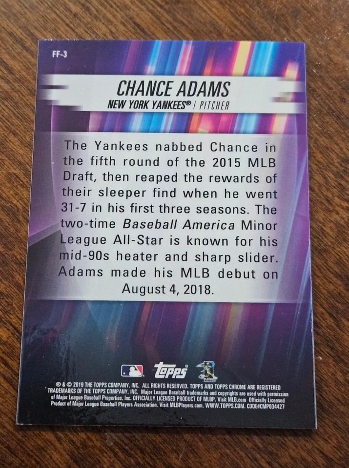 2019 Topps Chrome Chance Adams Freshman Flash Rookie # FF-3 New York ...