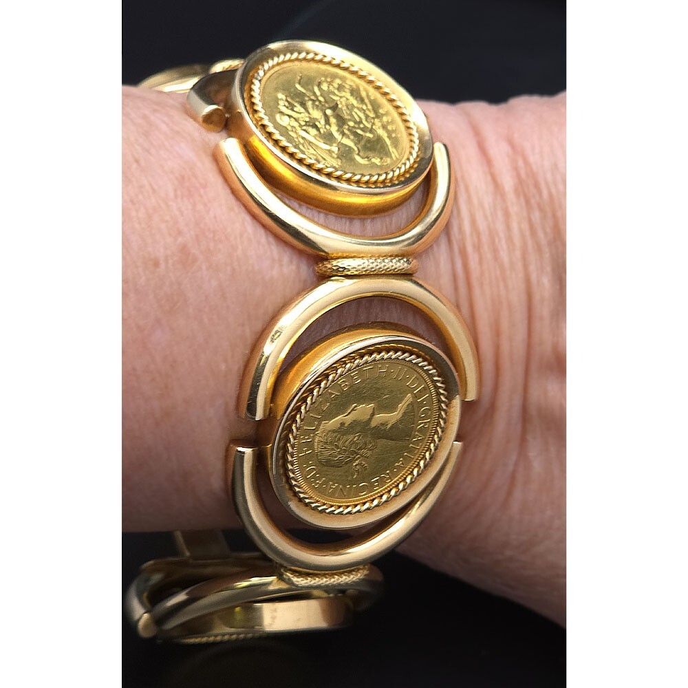 18K Gold British Full Sovereign Coins Bracelet | Bezel Set | eBay