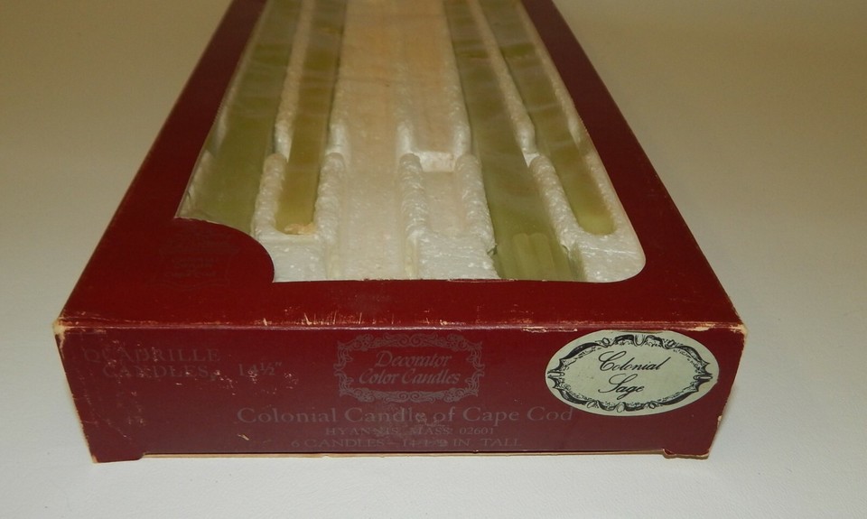 4 Vintage Colonial Candle of Cape Cod Sage Green 14.5" Tall Square ...