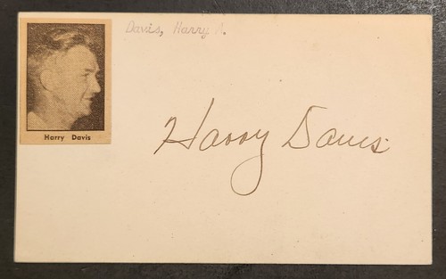 HARRY DAVIS Autograph Signed Vintage 3x5 Tigers & Browns 1932-1937 Died ...