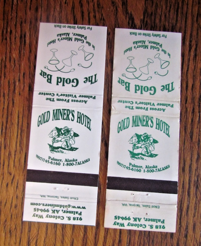 PALMER, ALASKA MATCHBOOK COVERS: GOLD BAR & GOLD MINER'S HOTEL ...