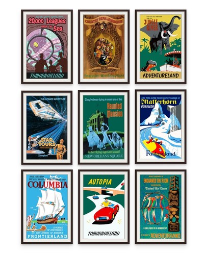 Vintage Theme Park Ride Posters Set 9 Unframed 11x17 Retro Wall Art ...
