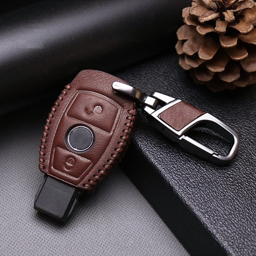 Brown PU Leather Car Key Fob Cover Case Fit for Benz A B C E G R Class ...