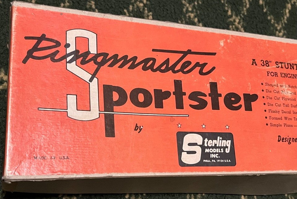 VIntage Sterling Ringmaster Sportster C/L (or R/C) Model Airplane Kit S ...