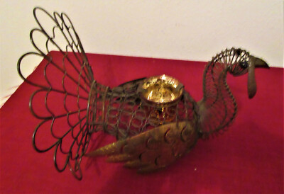 Bronze Wire Turkey Votive Candle Holder Copper Glitter Wings | eBay