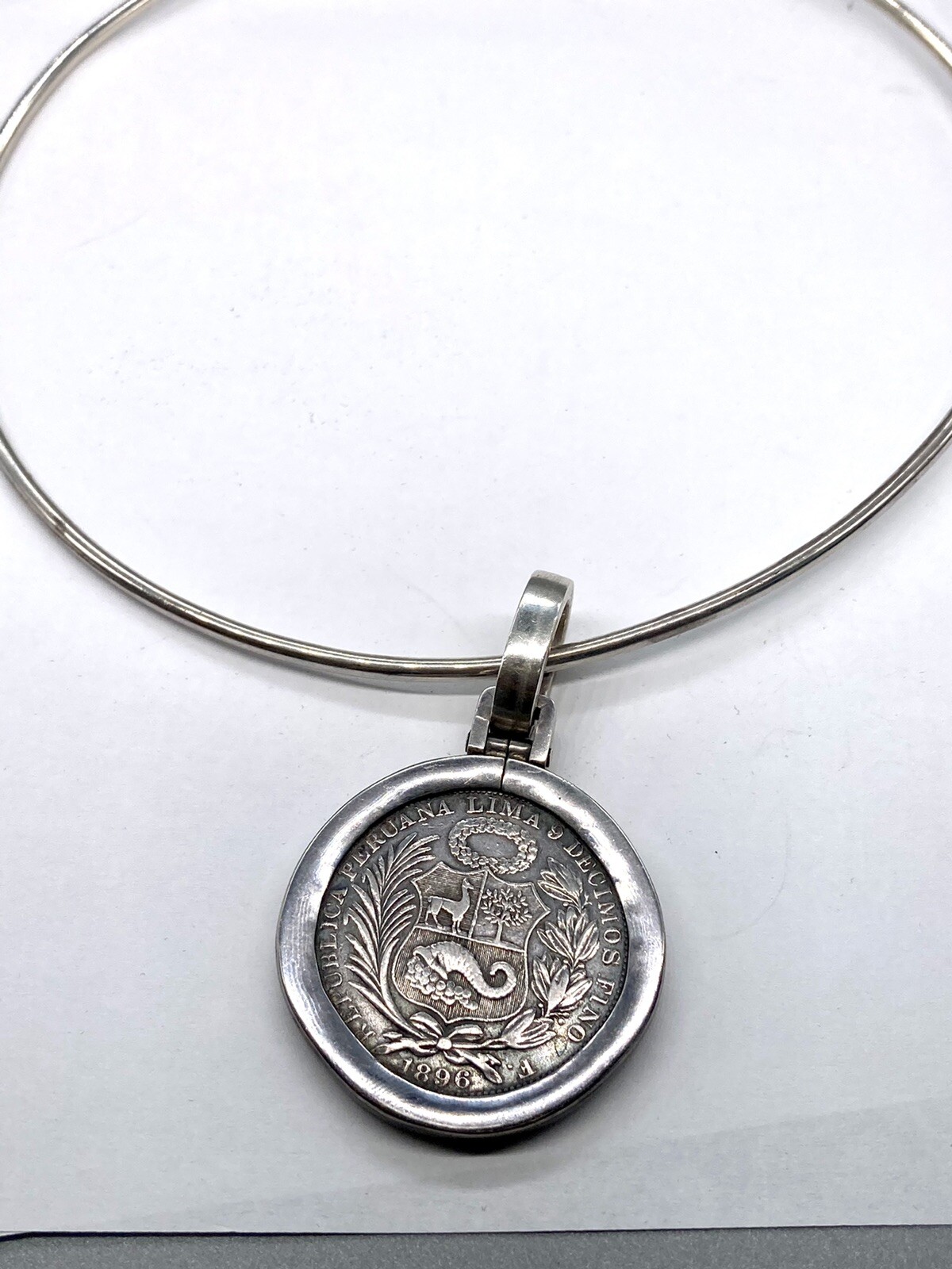 1896 Silver Peruvian Coin Collar Necklace - Gem