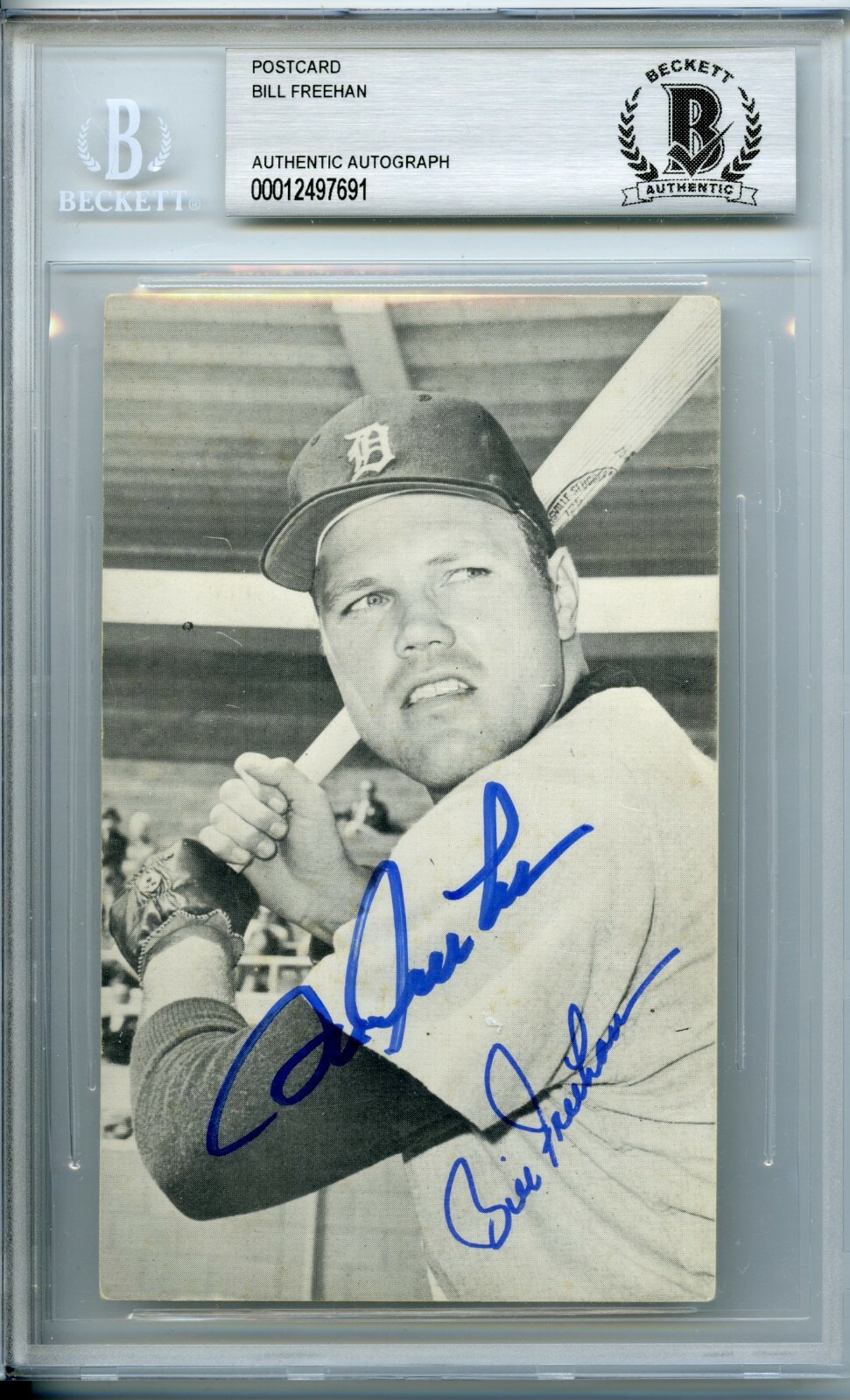 BECKETT BAS SIGNED BILL FREEHAN POSTCARD DETROIT TIGERS 1968 CHAMPS ...