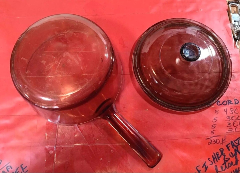 Corning Visions Cookware Amber 8 Piece Set, 2.5L, 1.5L, & 1L & .5 Pots ...