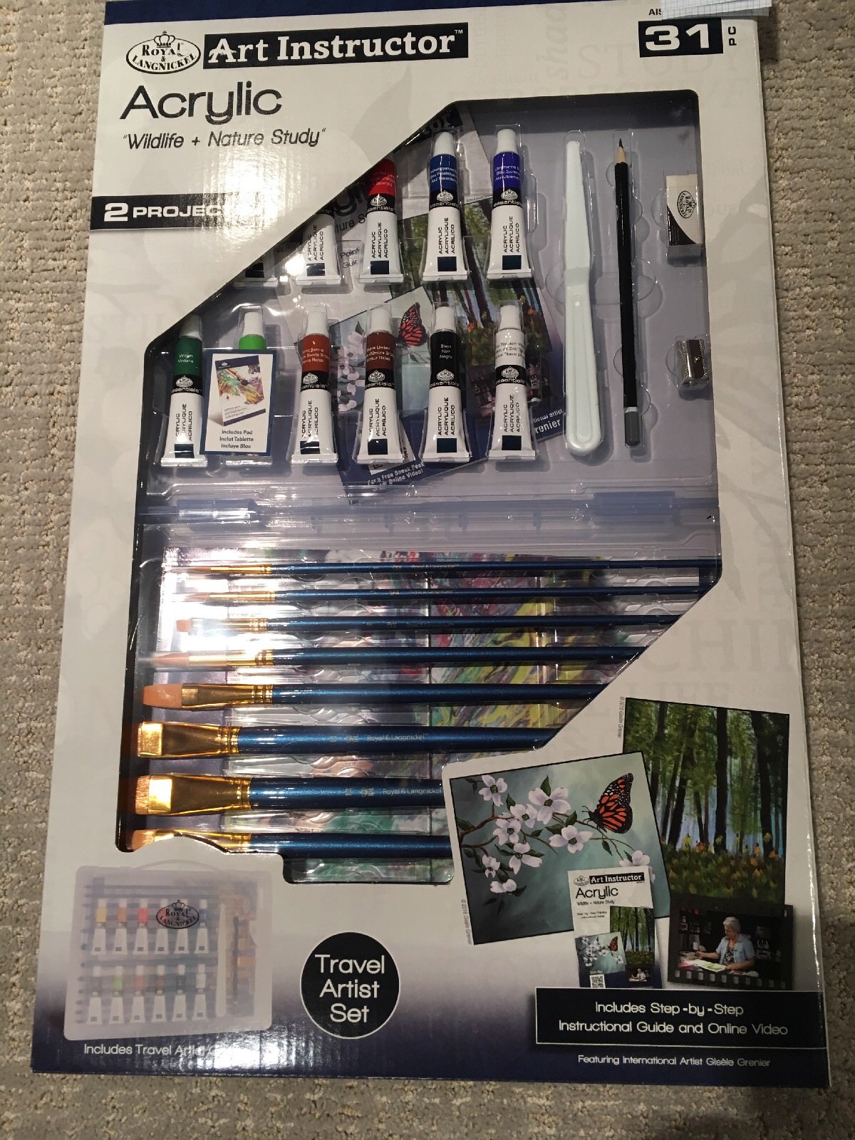 NEW! Acrylic Art Instructor Set Wildlife & Nature Study 31 Piece Paint ...