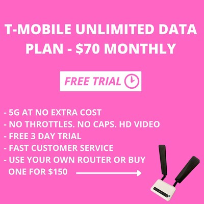 T-Mobile UNLIMITED 4G 5G Home Internet Hotspot Data Plan SIM card. FREE ...