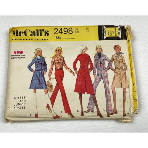 Vintage 1970 McCalls 2498 Sewing Pattern Misses Junior Separates Jacket ...