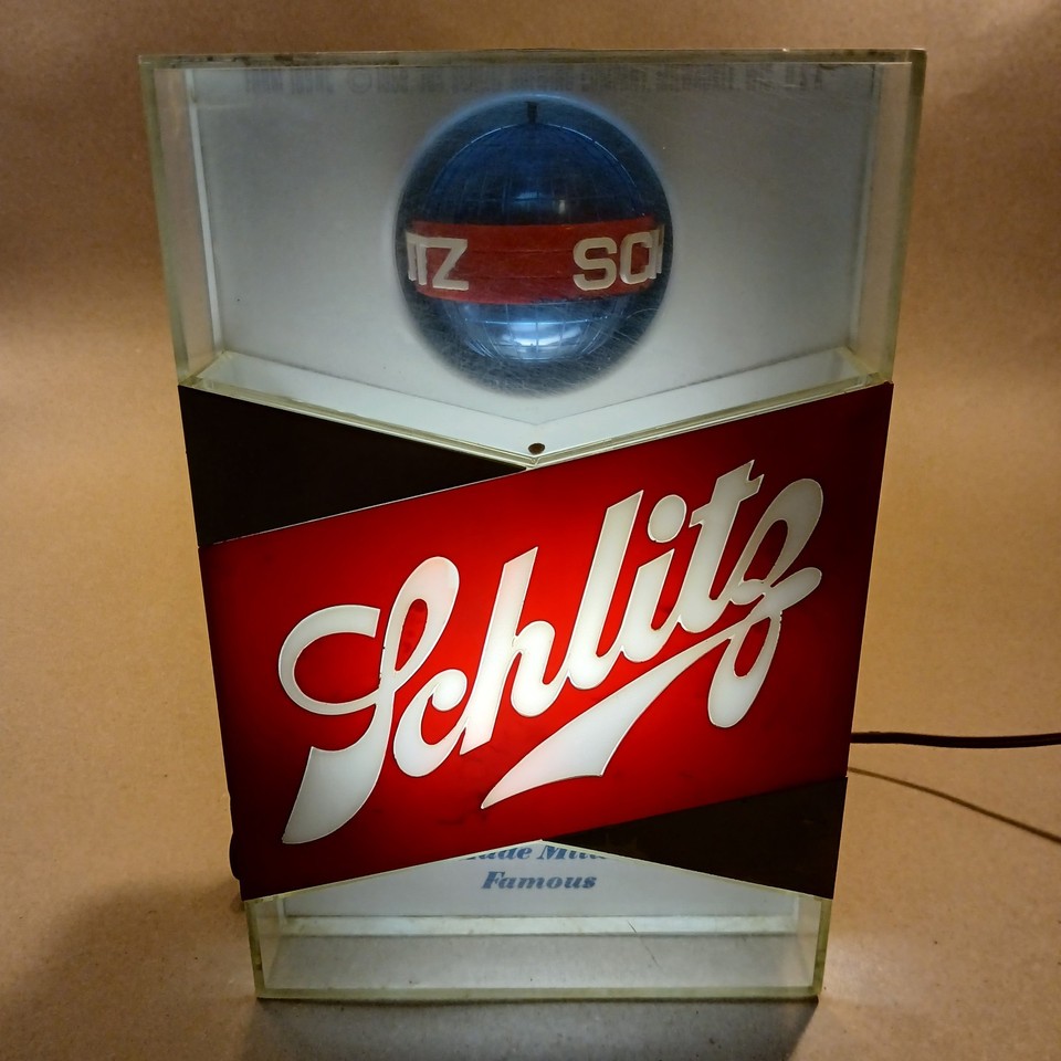 Vintage 1959 Schlitz Rotating Globe Motion Lighted Beer Sign Rare ...