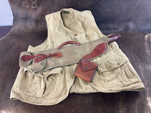 Vintage Hunting Gear Lot, Cotton Vest, Rifle Accessory Case, and ...