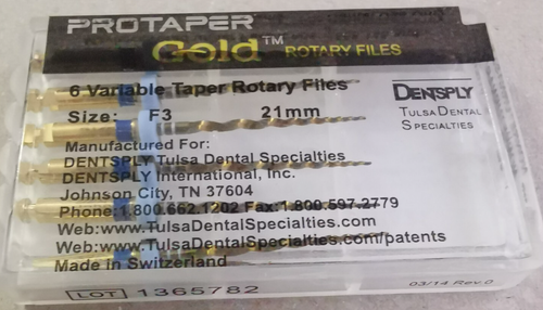 Protaper Gold Rotary Files F3 21MM Dentsply Tulsa Assorted Endodontics ...