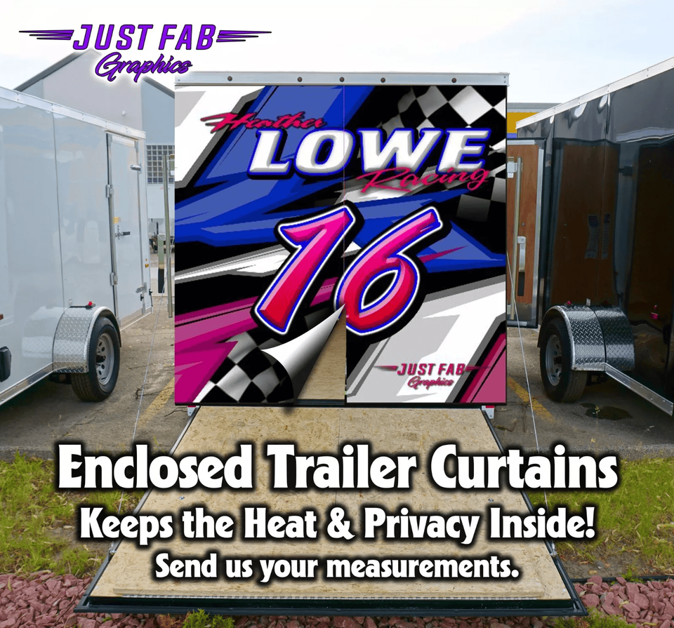 Race Team CUSTOM PHOTO Enclosed Trailer Rear Door Curtains Yamaha ...
