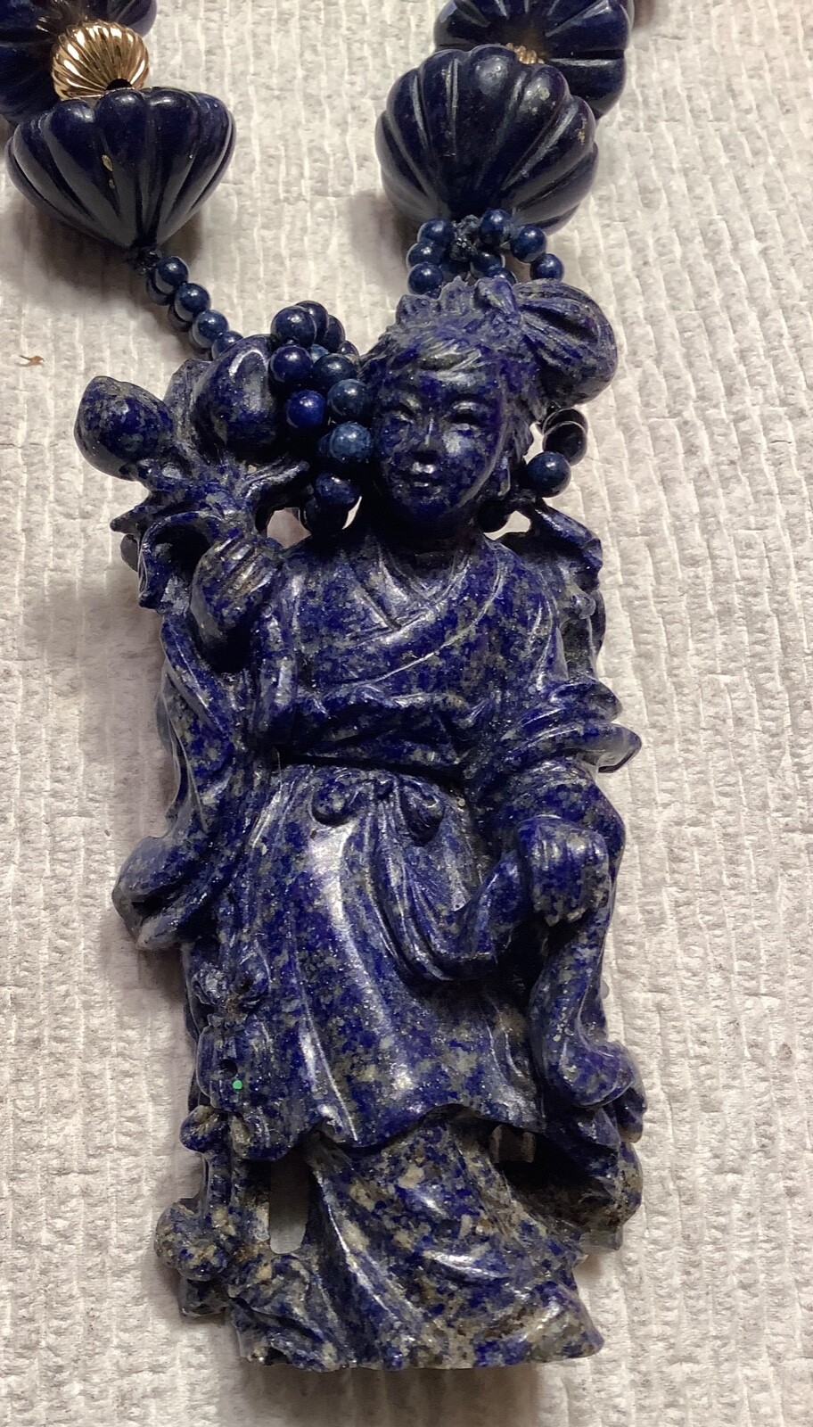 Antique RARE Chinese Carved LAPIS Asian GODDESS GUANY… - Gem