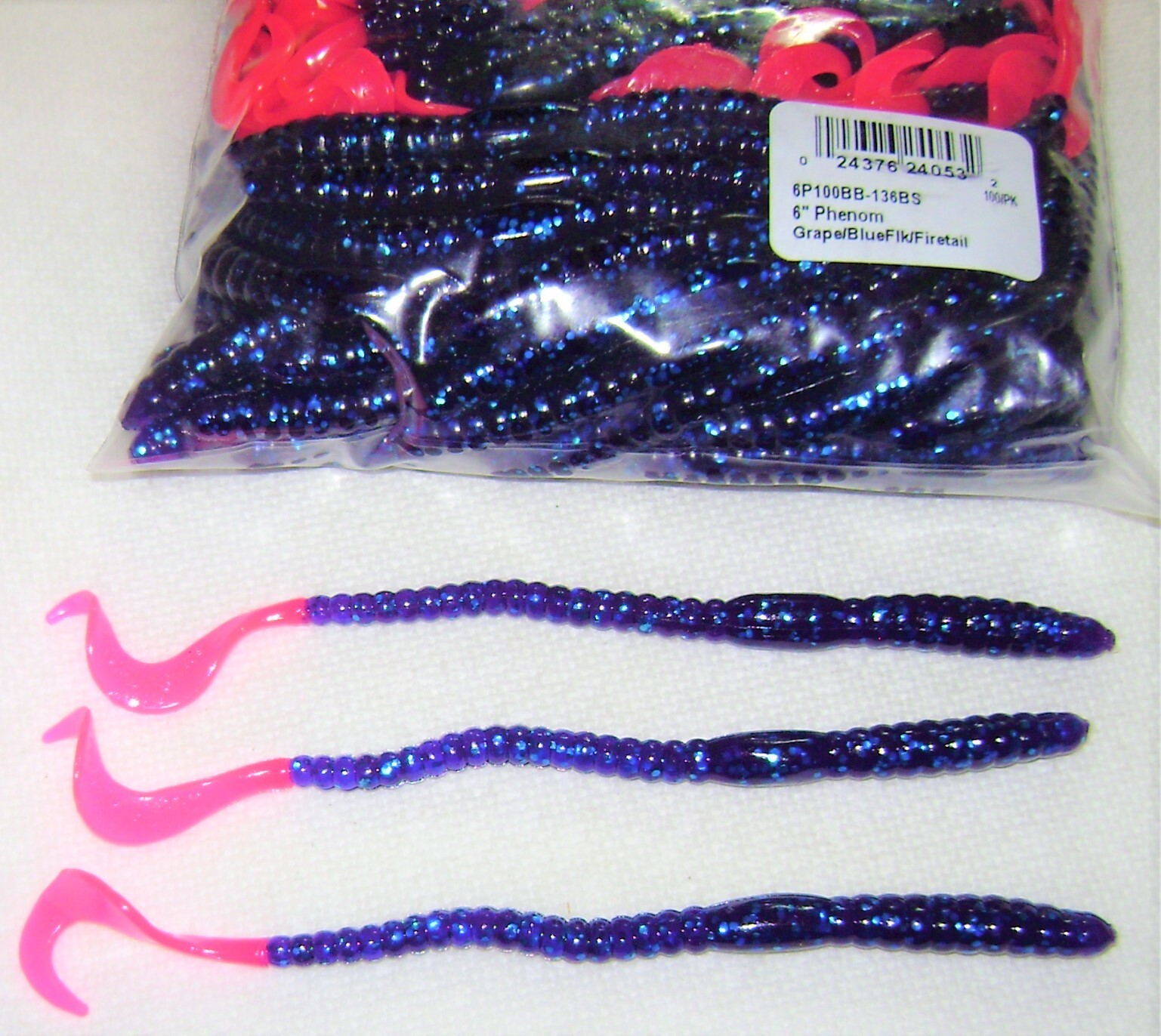 400 MISTER TWISTER 6 INCH PHENOM WORM LURES GRAPE FIRETAIL CHARTREUSE ...