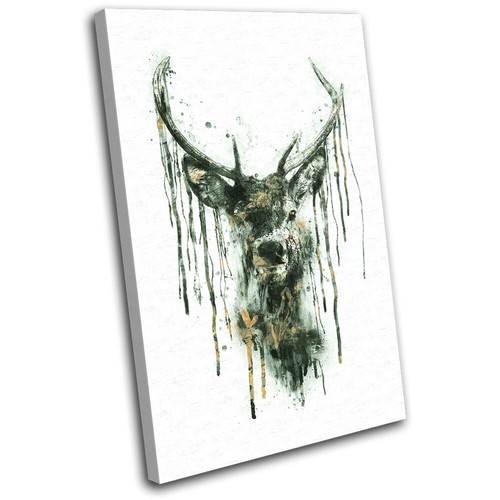 Luxury Deer Stag Abstract Paint Animals SINGLE CANVAS WALL ART Picture ...