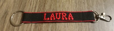 New Laura Personalized Keychain Black and Pink | eBay