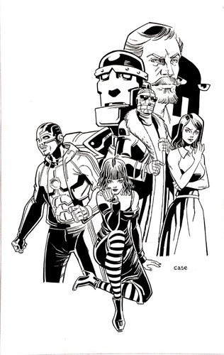 Richard Case Original Comic Book Art Sketch Doom Patrol Signed Robotman ...