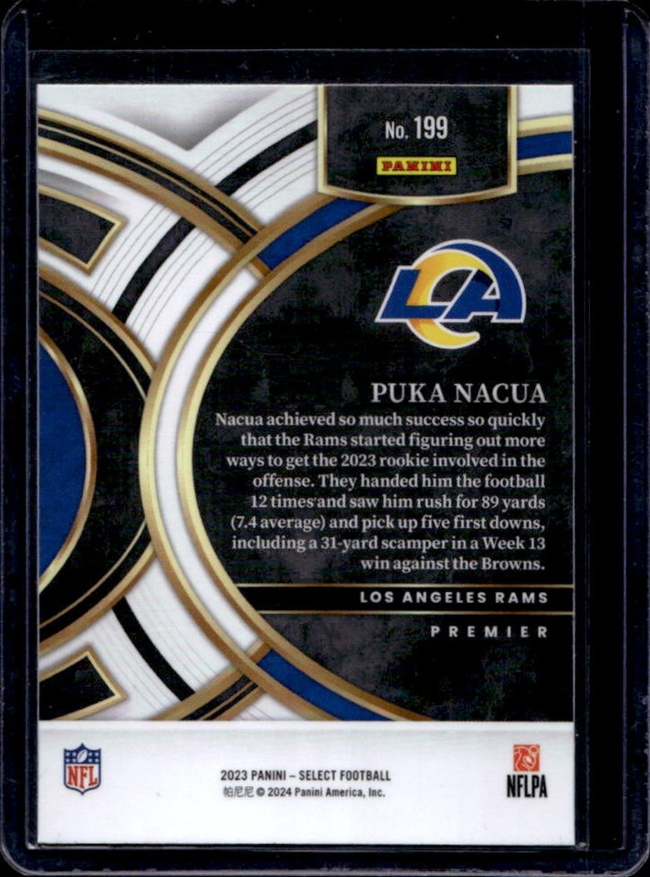 2023 Select Puka Nacua RC Rookie Premier Level #199 Rams | eBay