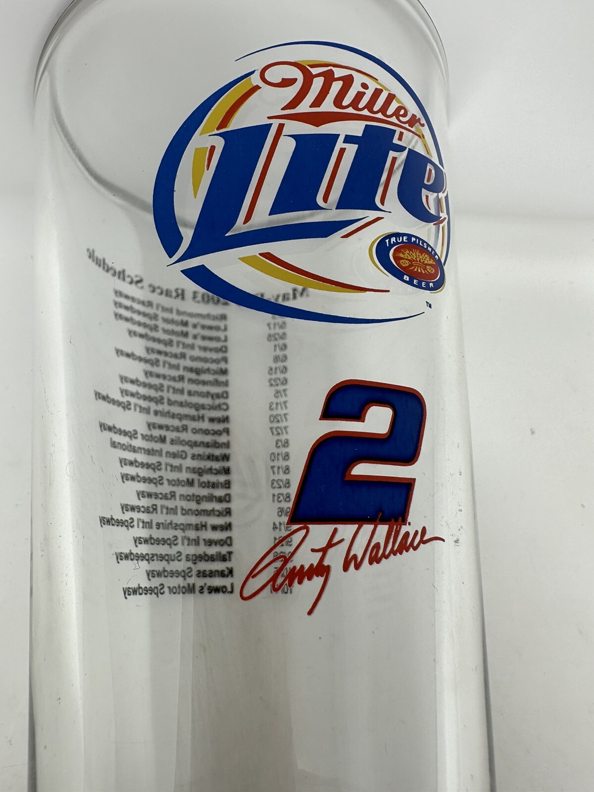 Miller Lite Craft Beer Glass Brewery Rusty Wallace Nascar 2003 Libby