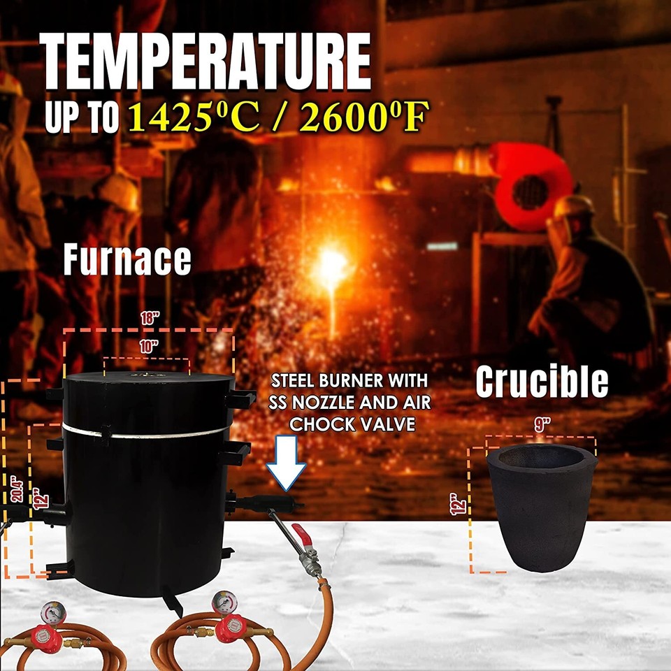 Melting Furnace Kit - 20 Kg - Gas Melting Kit - Scrap Metal Smelting ...