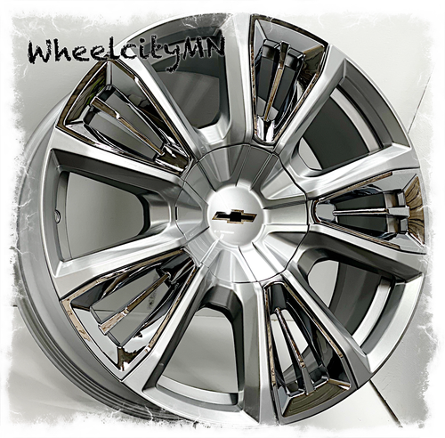 22" silver chrome 2022 Silverado High Country RPT replica wheels Tahoe ...