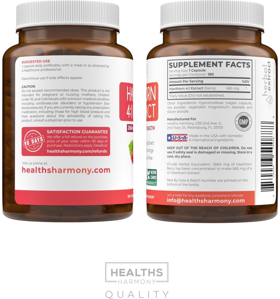 Hawthorn Berry Extract Capsules – Heart & Digestive Support, Vegan, 6 ...