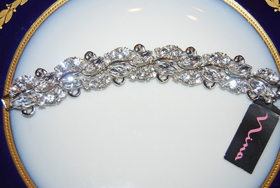 NINA YAZLYN BOLD COUTURE SILVER TONED METAL AND RHINESTONES STATEMENT ...