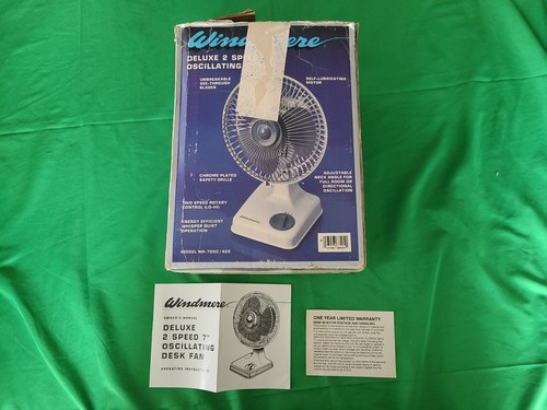 Windmere 7" Table Fan Deluxe 2 Speed Oscillating White NR-70SC In Box ...