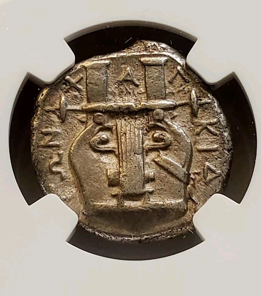 Chalcidian League Apollo & Lyre Tetradrachm NGC XF Fine Style Silver ...