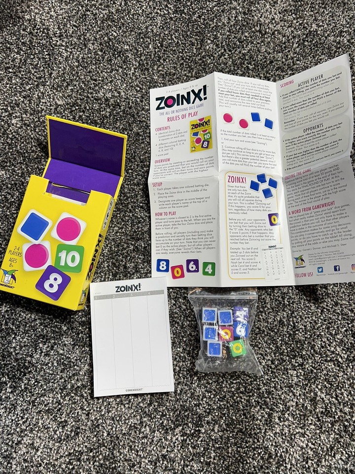 Zoinx! Fast Family Dice Game by Gamewright, New in Box.2-4 Players Age ...