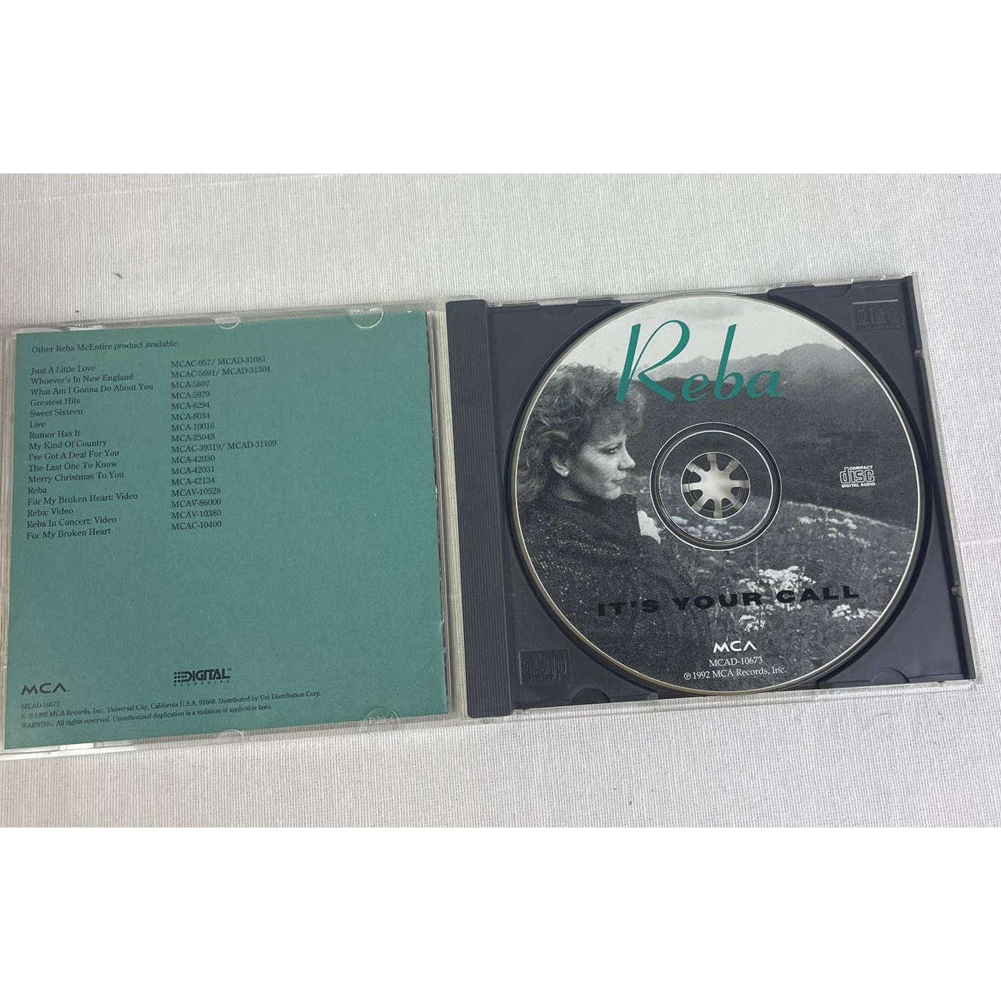 Vintage 1992 Reba McEntire It's Your Call MCA Music Audio CD Jewel Case ...