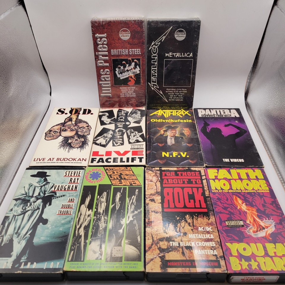 Lot of 10 Rock Concert VHS Tapes Metallica Pantera Anthrax Judas Priest ...