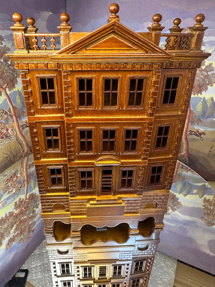 Full Miniature 8 x 5 x 1.75 Walnut Dollhouse - 9 Rooms 3 Doors ...
