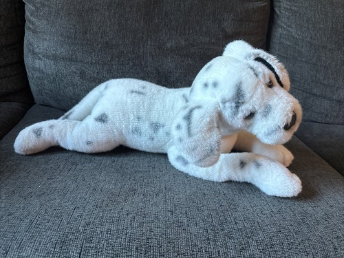 Vintage 1988 Dakin 24”Dalmatian Dog Puppy Laying White Plush Realistic ...