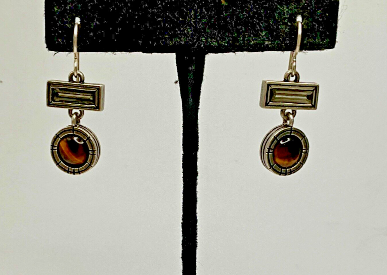 Patricia Locke Silver Tone Tiger Eye & Topaz Dangle E… - Gem