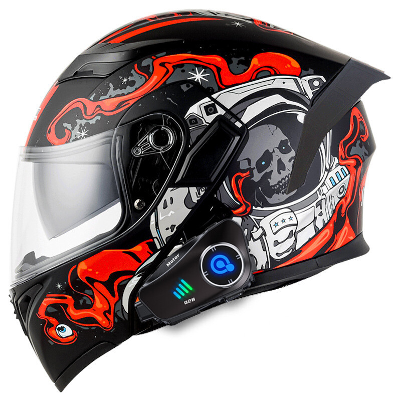 Bluetooth Motorcycle Helmet Modular Flip Up Dual visor Camera Function ...